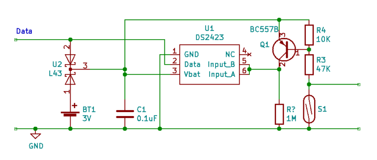 AAG 1-wire rain gauge (TAI-8575) circuit diagram | www.tanstaafl.co.uk